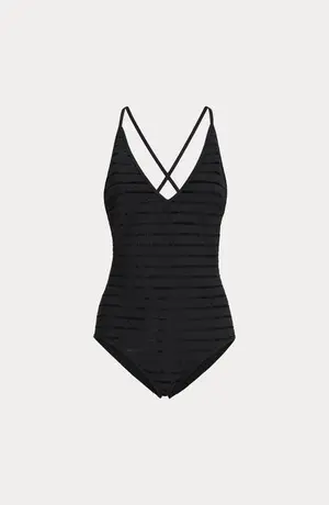Brunello Cucinelli Striped One Piece Swimsuit - Lignite Grey