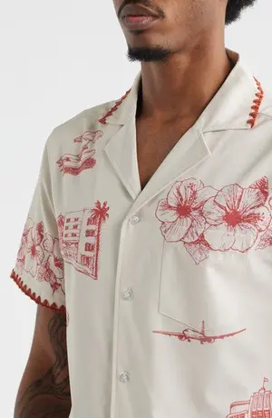 MAVRANS Ocean Drive Print Camp Shirt