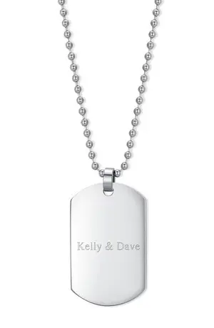 BROOK & YORK Engravable Stainless Steel Dog Tag Necklace - Silver