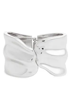 OPEN EDIT Hinged Bangle Bracelet - Silver
