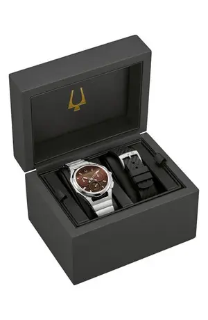 Bulova Curv Progressive Chronograph Bracelet Watch Set - Silver-tone