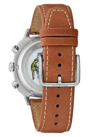 Bulova Military Vwi Chronograph Leather Strap Watch