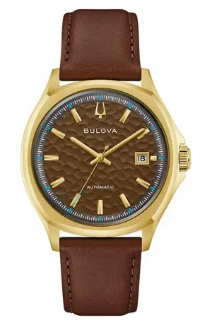 Bulova Automatic Leather Strap Watch - Brown