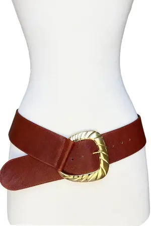 RAAINA BELTS Joy Buckle Leather Belt - Cognac