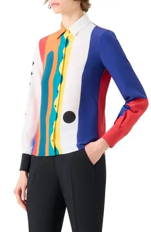 Akris Paravent Print Silk Shirt