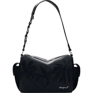 Desigual Floral Embroidered Faux Leather Shoulder Bag