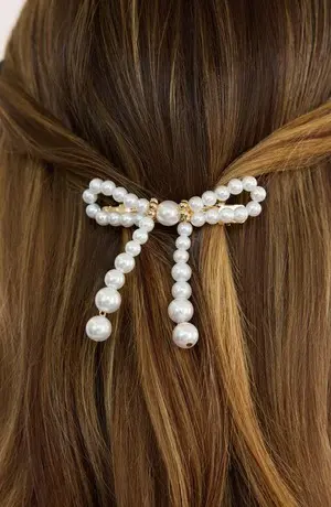 Ettika Faux Pearl Bow Barrette