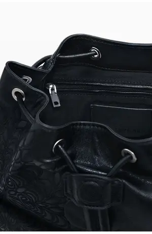 Desigual Mini Floral Embossed Convertible Backpack - Black
