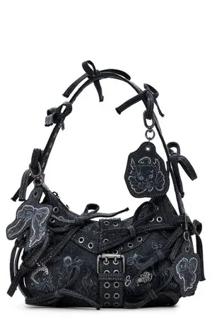 Desigual Y2k María Escoté Denim Shoulder Bag - Black