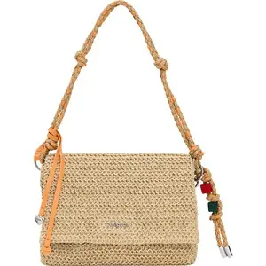 Desigual Raffia Crossbody Bag - Dark Beige