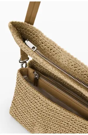 Desigual Raffia Crossbody Bag - Dark Beige