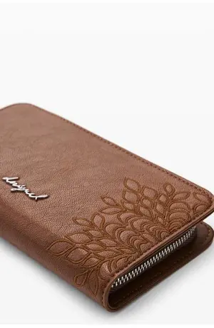 Desigual Medium Embroidered Long Faux Leather Wallet