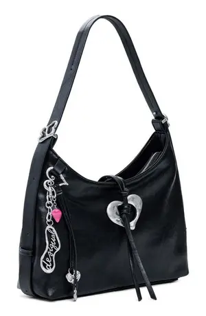 Desigual Heart Charm Faux Leather Shoulder Bag