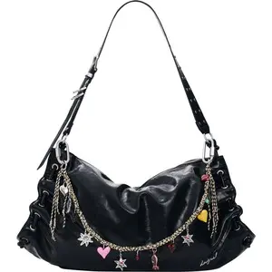 Desigual Charm Strap Faux Leather Shoulder Bag - Black