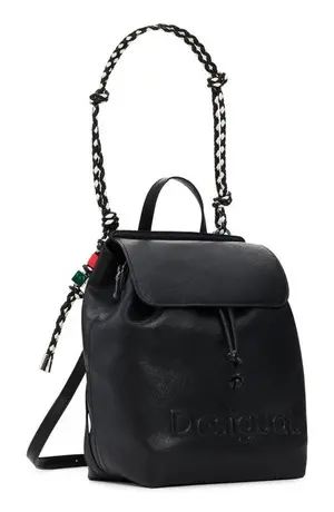Desigual Mini Logo Embossed Convertible Backpack - Black