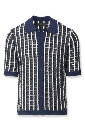 Rag & Bone Dalton Texture Knit Short Sleeve Button-up Shirt