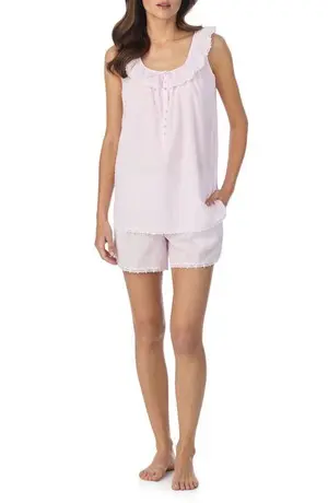Eileen West Swiss Dot Cotton Shortie Pajamas - Blush