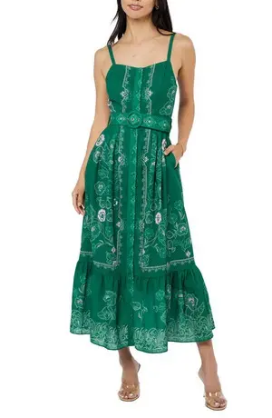 CIEBON Esme Floral Print Sleeveless Midi Dress
