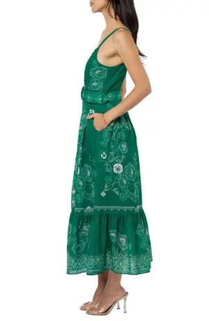 CIEBON Esme Floral Print Sleeveless Midi Dress