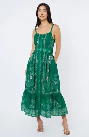 CIEBON Esme Floral Print Sleeveless Midi Dress