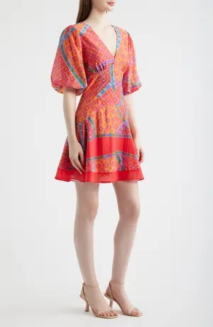 CIEBON Selene Geometric Print Fit & Flare Dress