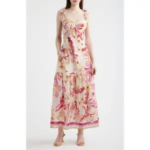 CIEBON Anisha Tie Strap Floral Maxi Dress