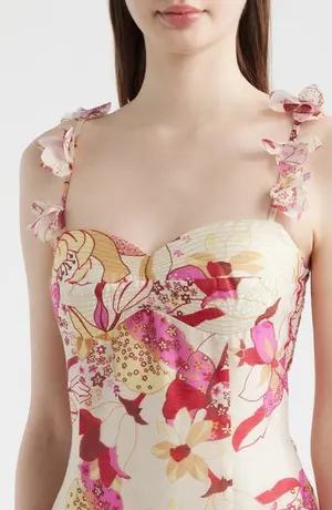 CIEBON Anisha Tie Strap Floral Maxi Dress