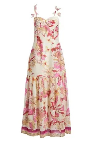CIEBON Anisha Tie Strap Floral Maxi Dress