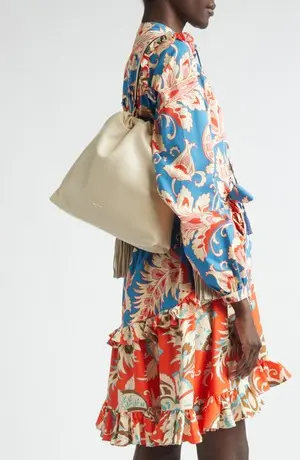 Etro Kalispera Medium Leather Shoulder Bag With Tassels - Hazelnut
