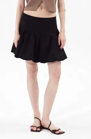 Deluc Cotton Bubble Mini Skirt - Black