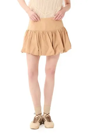 Deluc Cotton Bubble Mini Skirt - Sand