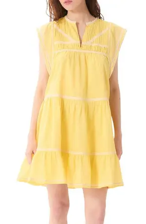 Deluc Onza Lace Trim Cotton Mini Dress - Yellow