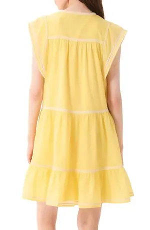 Deluc Onza Lace Trim Cotton Mini Dress - Yellow