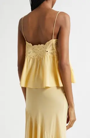 Ulla Johnson Rosie Lace Appliqué Silk Tank - Dandelion