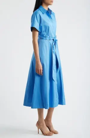 Anne Klein Grommet Belt Loop Midi Shirtdress