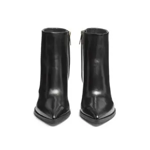 Santoni Leather Mid-heel Ankle Boots With Decorative Buckle - Black