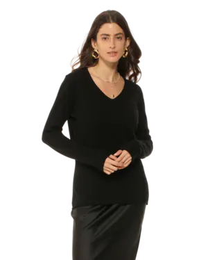 MONTICELLI CASHMERE Ultra-Light Cashmere V-Neck Sweater Black