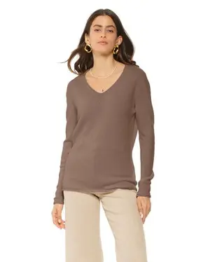 MONTICELLI CASHMERE Ultra-Light Cashmere V-Neck Sweater Brown