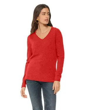 MONTICELLI CASHMERE Ultra-Light Cashmere V-Neck Sweater Red