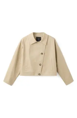 Mango Asymmetric Crop Trench Coat