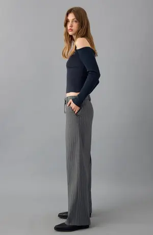 Mango Low Rise Stripe Suit Pants