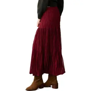 Mango Tiered Maxi Skirt - Red