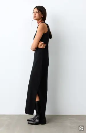 Mango Rib Knit Tank Maxi Dress - Black