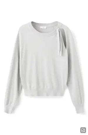 Mango Tie Neck Cotton Sweater