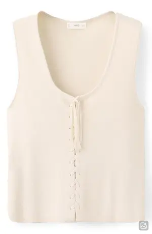 Mango Bow-front Sleeveless Top - Sand