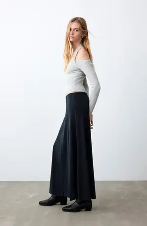 Mango Seamed Cotton Skirt