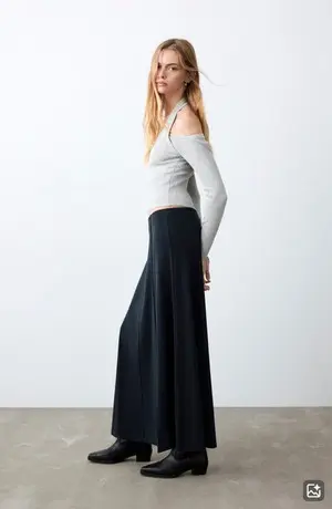 Mango Seamed Cotton Skirt