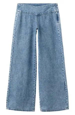 Mango Low Rise Wide Leg Jeans - Medium Blue