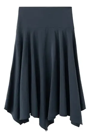 Mango Handkerchief Hem Midi Skirt - Navy