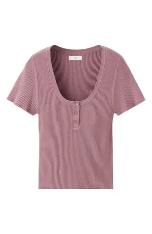 Mango Scoop Neck Henley Top